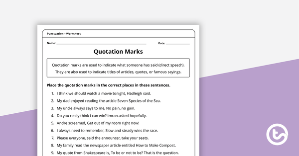 Punctuation Worksheet Pack - Upper Grades | Teach Starter