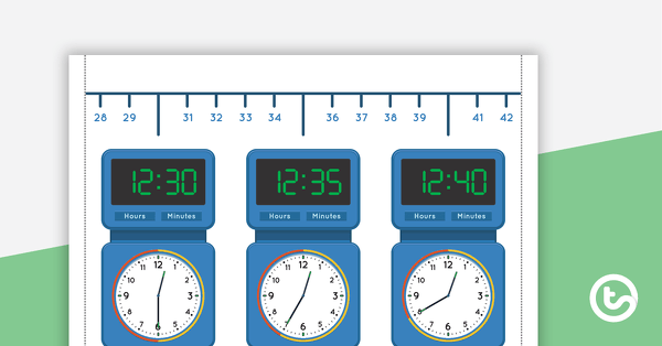 Time Number Line - 5-Minute Increments | Teach Starter