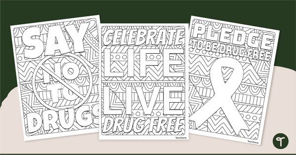 Red Ribbon Week Coloring Pages Teach Starter