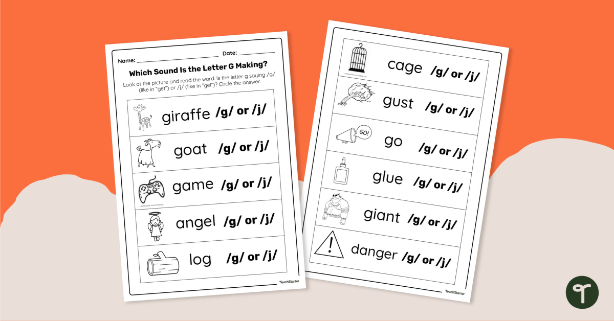 Worksheet Spelling Soft G Words Hard G Words Teach Starter