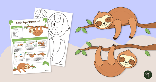 Sloth Paper Craft Template Teach Starter