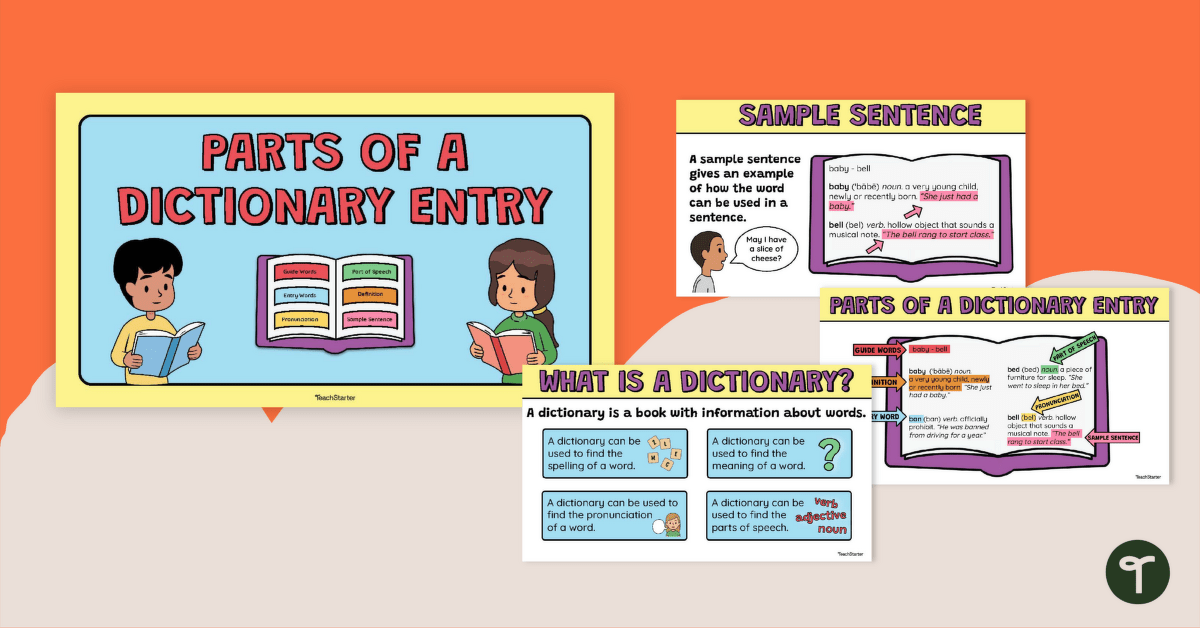 Parts Of A Dictionary Entry Instructional Slide Deck Teach Starter