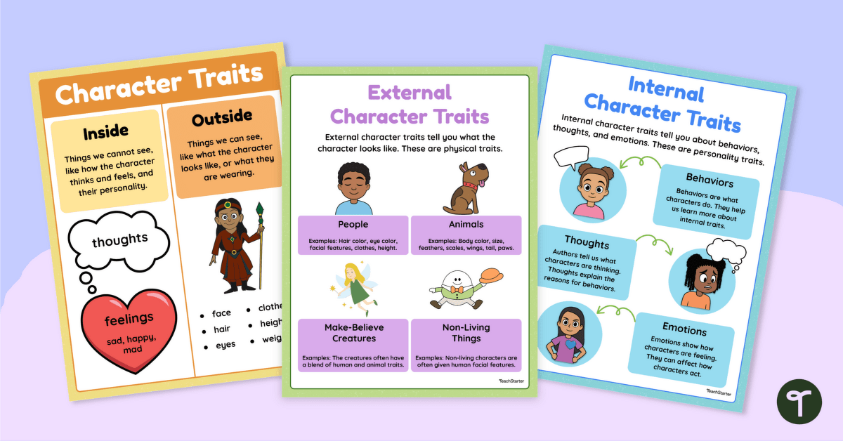 Character Traits Anchor Charts Teach Starter