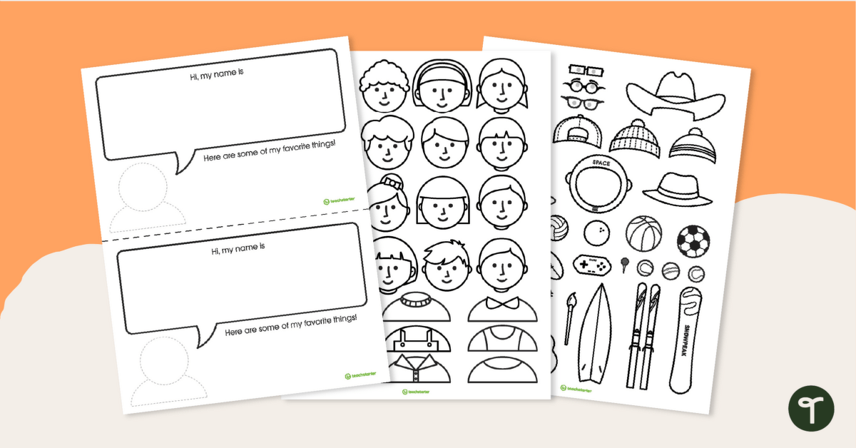 All About Me Printable Desk Name Tag Template Teach Starter