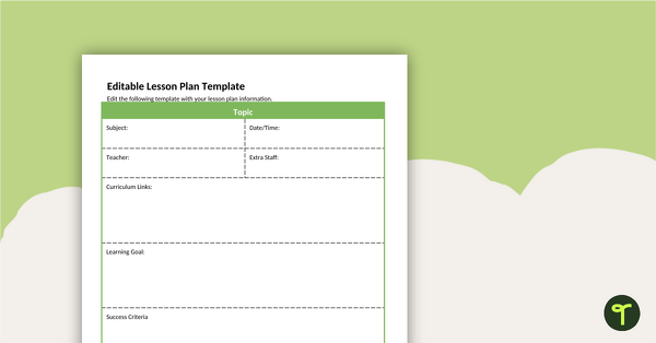 Editable Teacher Lesson Plan Template Teach Starter