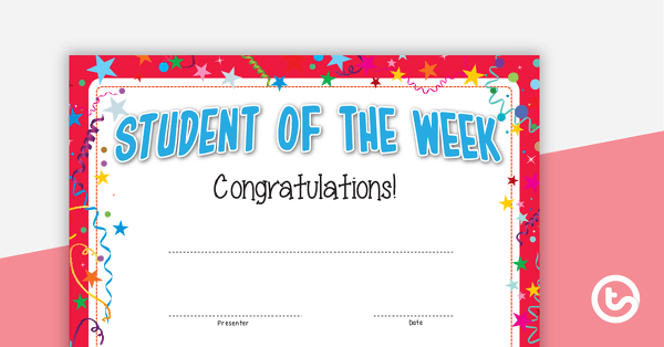 Student of the Week Certificate | Teach Starter