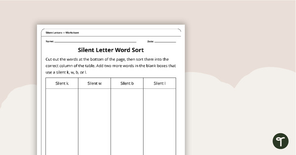 Silent Letters Worksheet Pack | Teach Starter