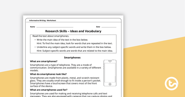 Research Skills Worksheets - Note-Taking | Teach Starter