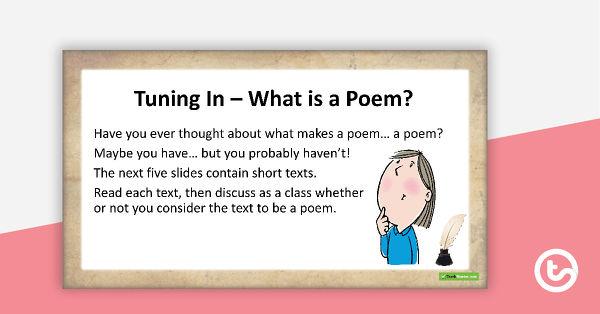 Elements of Poetry PowerPoint - Grade 5 and Grade 6 | Teach Starter
