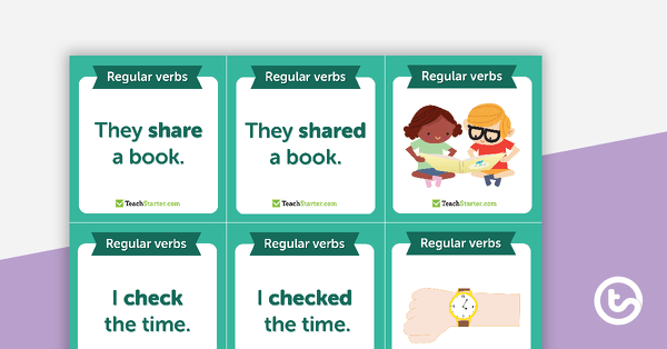Simple Present and Past Tense Matchup Cards - Regular Verbs | Teach Starter
