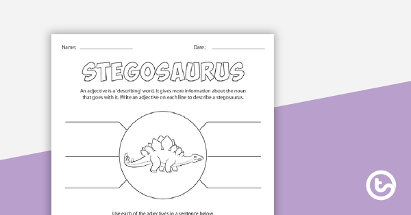 Dinosaur Adjectives Worksheet | Teach Starter