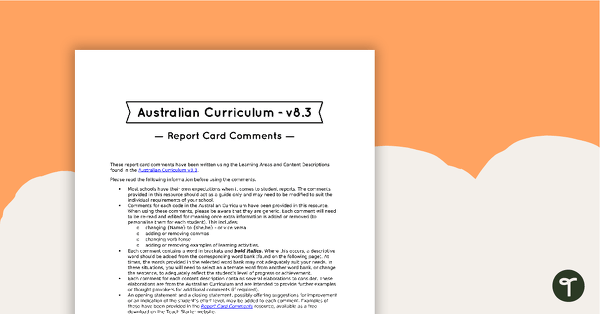 Report Card Comments | Teach Starter