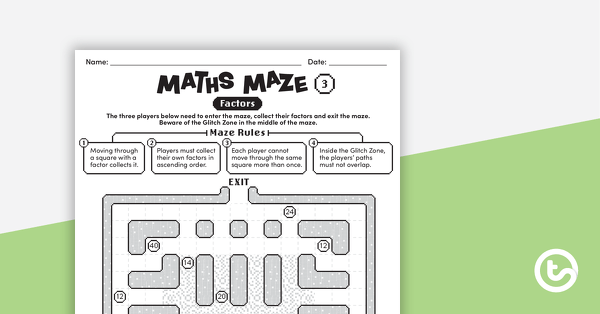 Maths Mazes (Factors) | Teach Starter