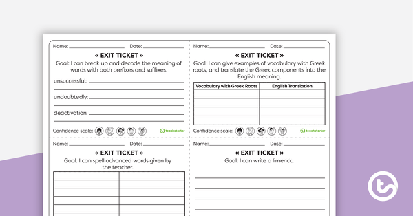 Year 6 Literacy Exit Tickets – Worksheets | Teach Starter