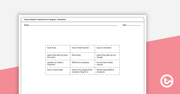 States of Matter Properties Venn Diagram | Teach Starter
