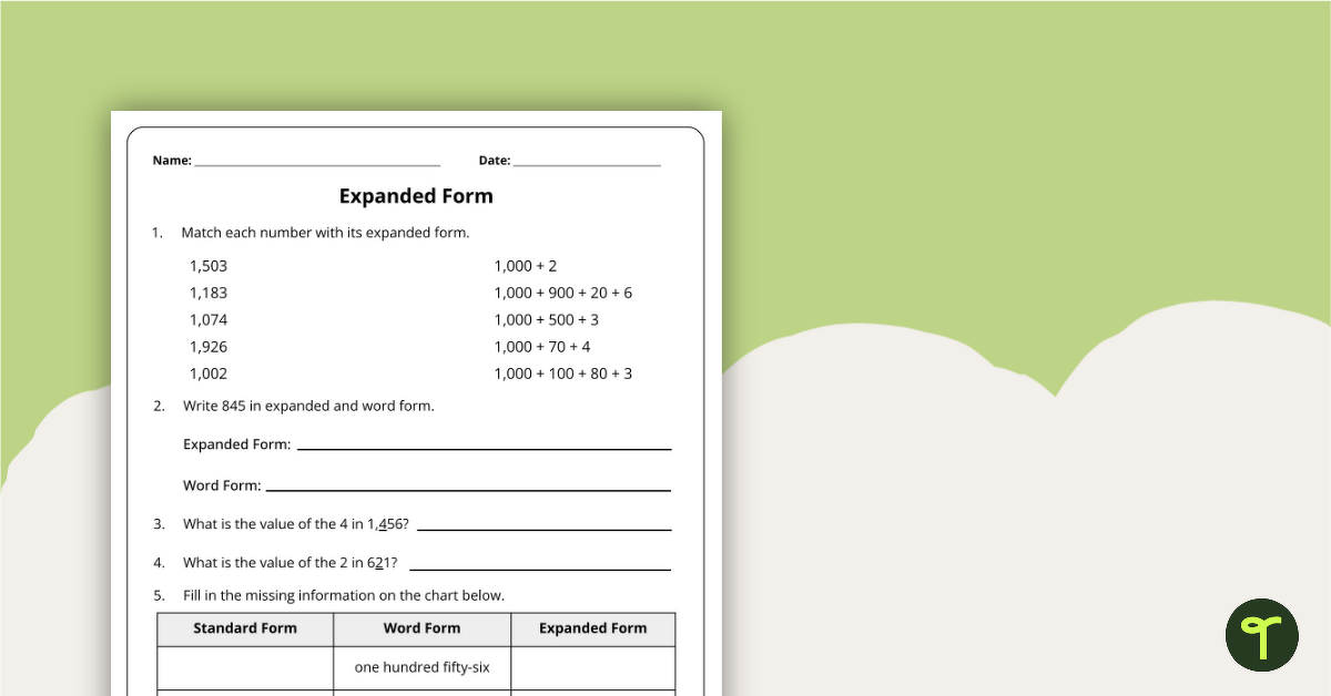 Grade 3 Place Value Worksheet Write 4 Digit Numbers In Expanded Form K5