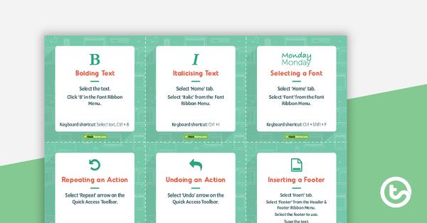 Word Processing Skills Task Cards | Teach Starter