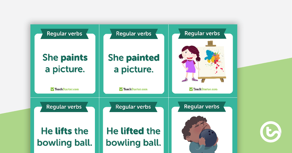 Simple Present and Past Tense Match-Up Cards (Regular Verbs) | Teach ...