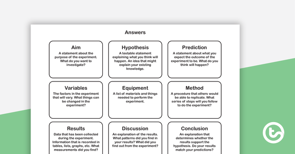 Experiment Vocabulary Match-Up Activity | Teach Starter