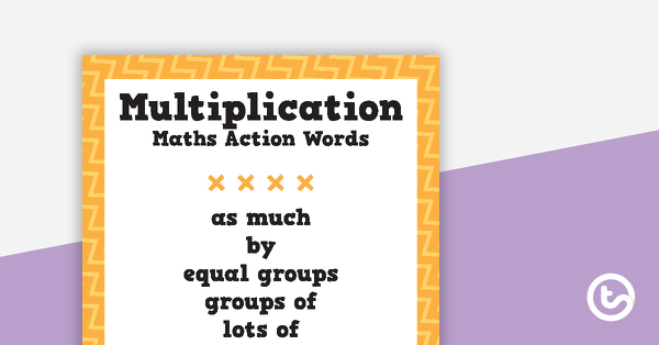 Maths Action Words - Addition, Subtraction, Multiplication, Division ...