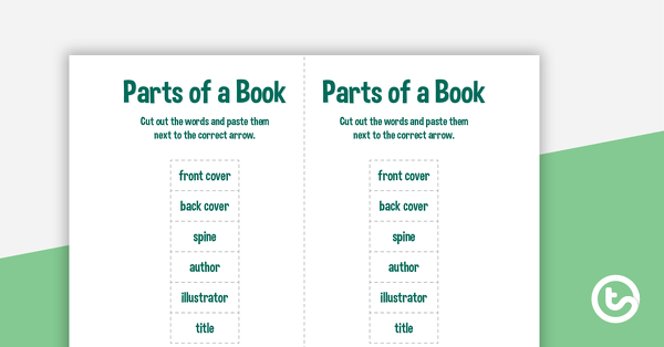 Parts of a Book – Cut and Paste Activity | Teach Starter