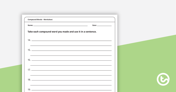 Compound Words - Worksheet | Teach Starter