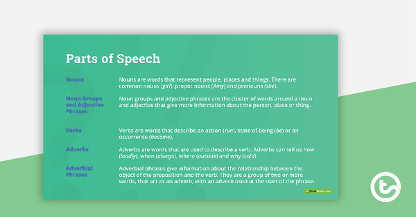 Everyday Grammar Parts of Speech Warm Ups - Upper Years Interactive ...