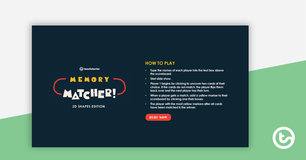 Memory Matcher PowerPoint – 2D Shapes | Teach Starter