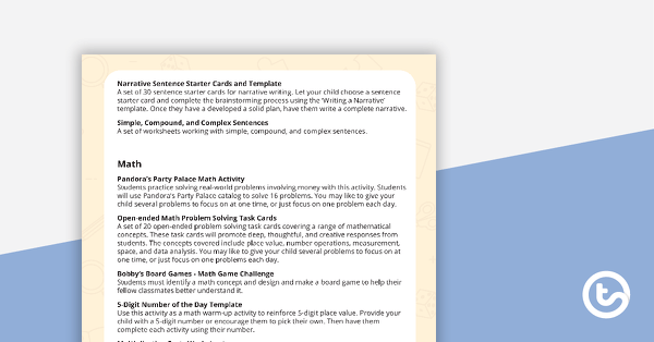 Grade 3 School Closure - Learning From Home Pack | Teach Starter