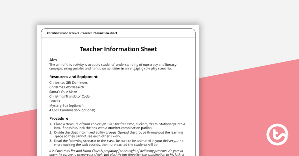 Christmas Code Cracker Whole Class Game | Teach Starter