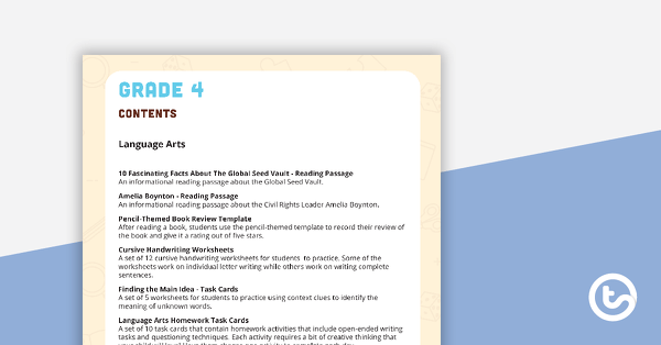 Grade 4 School Closure – Learning From Home Pack | Teach Starter