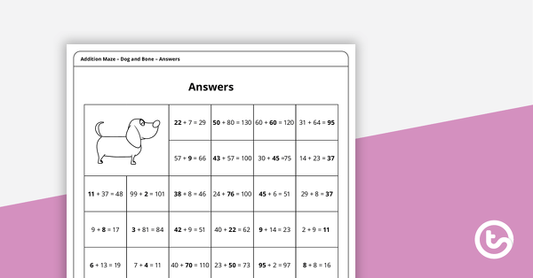 Addition Maze – Dog and Bone Worksheet | Teach Starter