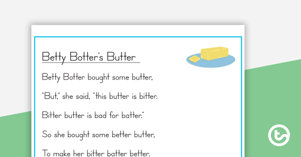 Betty Botter Tongue Twister - Poster and Cut-Out Pages | Teach Starter