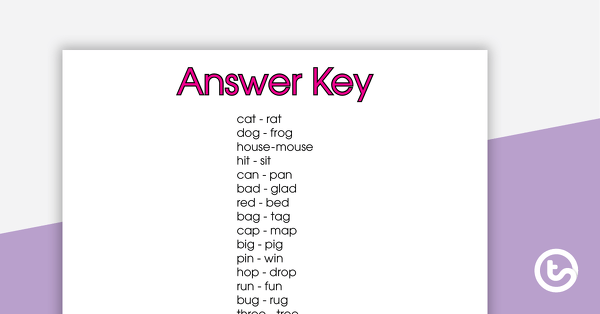 Rhyme Time – Match-Up Activity | Teach Starter