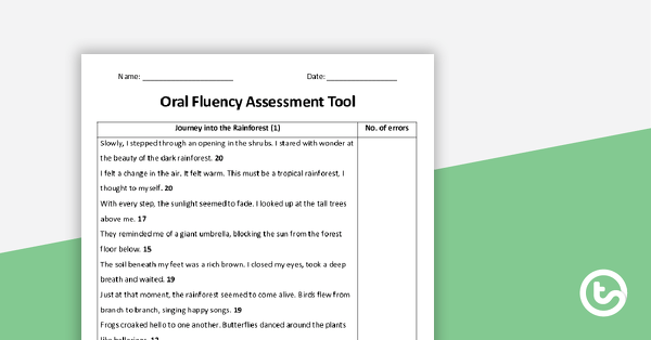Reading Fluency Assessment Tool - Rainforests | Teach Starter