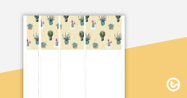 Cactus Printable Teacher Planner – Binder Cover Page, Spines, and Tabs ...