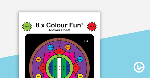 Colour by Number - 8 x Multiplication Facts | Teach Starter
