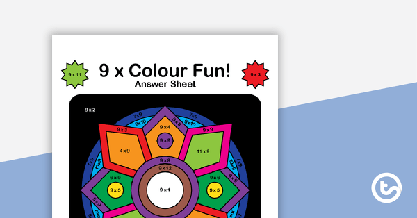 Colour by Number - 9 x Multiplication Facts | Teach Starter