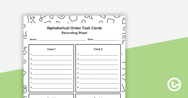 Alphabetical Order Task Cards – Set 1 | Teach Starter