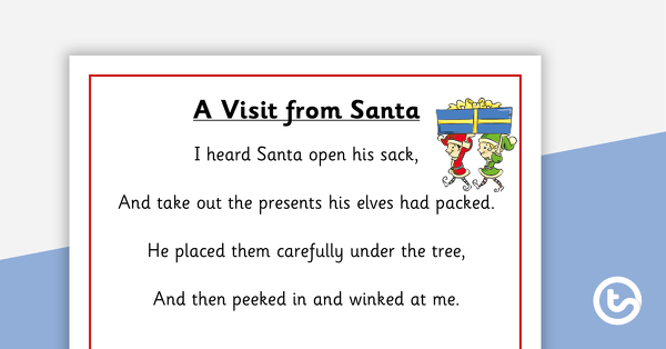 Christmas Poem - A Visit from Santa | Teach Starter