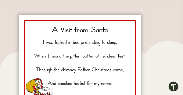 Christmas Poem - A Visit from Santa | Teach Starter