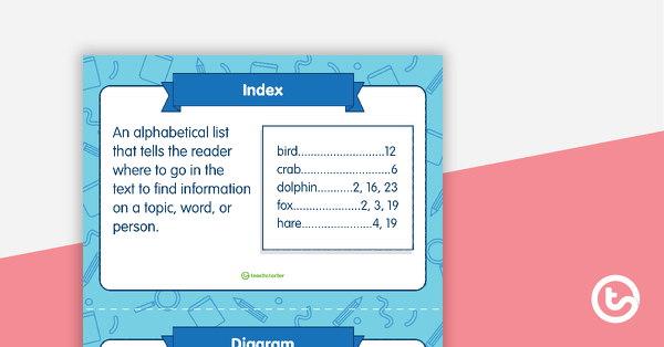 Text Features Flashcards | Teach Starter