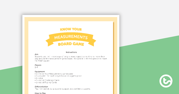 Know Your Measurements Board Game | Teach Starter