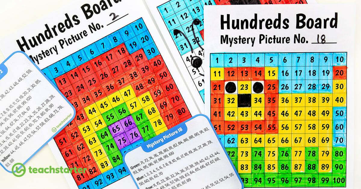 32 Awesome [PRINTABLE] Hundreds Board Mystery Picture Task Cards ...