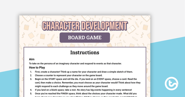 Character Development Board Game | Teach Starter