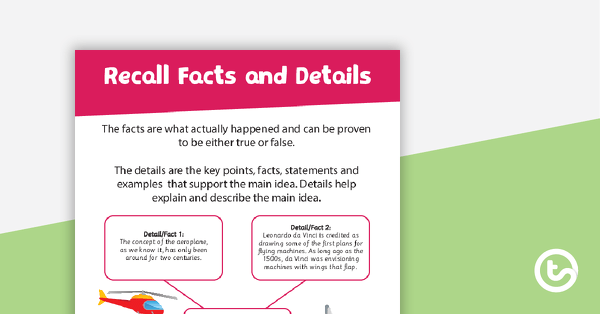 Comprehension Task Cards - Recalling Facts And Details | Teach Starter