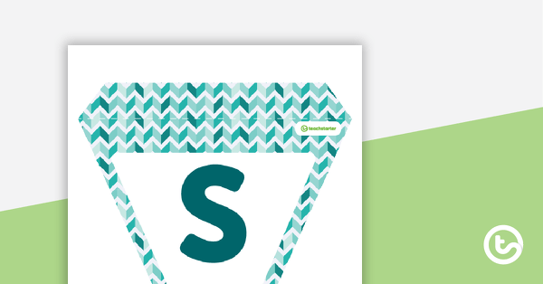 Teal Chevron - Letters and Numbers Bunting | Teach Starter