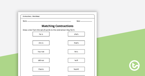 Contraction Worksheets | Teach Starter