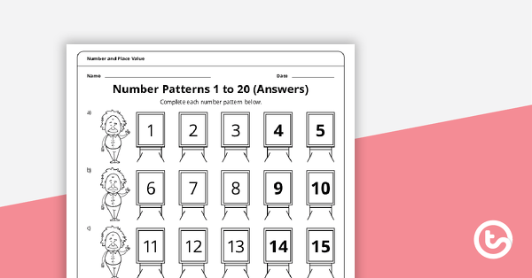 Number Pattern Worksheets - 1 to 20 | Teach Starter