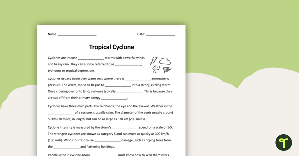Cloze Reading Passages Teaching Resources Teach Starter